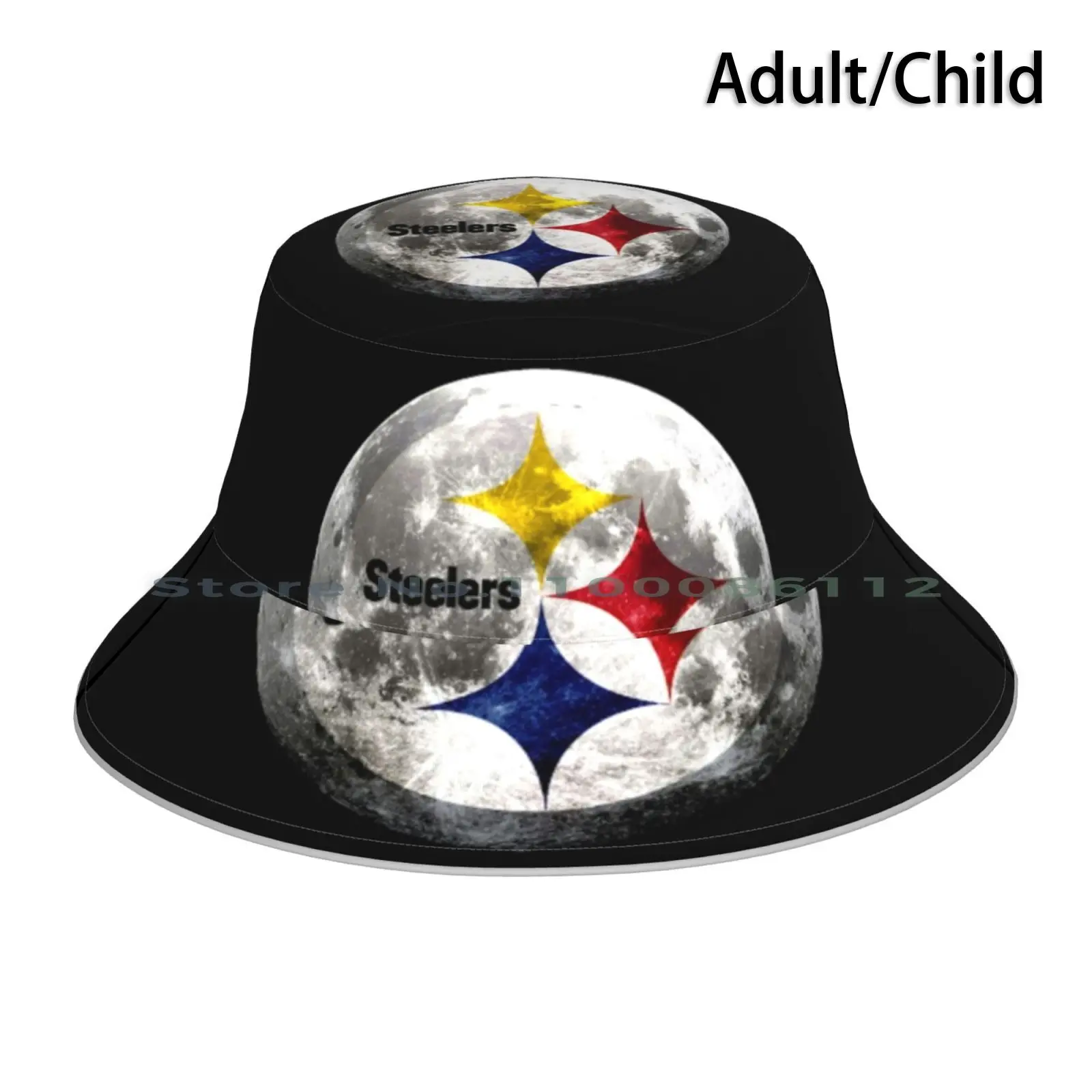 Steelers-Moon-Logo-Bucket-Hat-Sun-Cap-Mouth-Face-Mask-Steelers-Logo ...