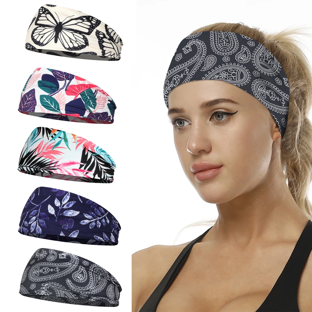 1pc Leopard Pattern Yoga Anti Slip Elastic Hair Bands Stretchable Sweat