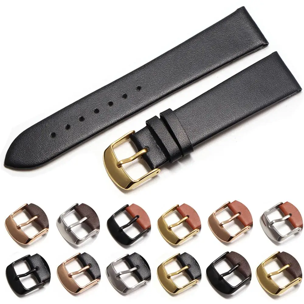 Cowhide Watch Band Genuine Leather 18mm 20mm 22mm Thin Smooth Watch ...
