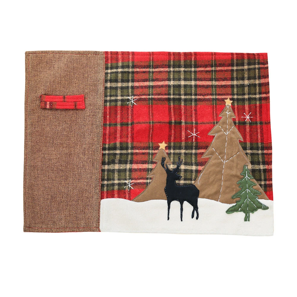 1 Набор, Рождественский Настольный коврик в клетку с изображением лося ...