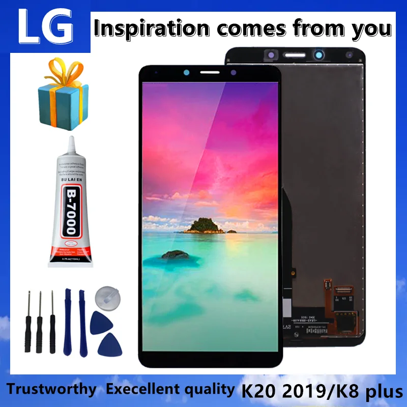 オリジナルフレーム液晶lg K20 2019液晶ディスプレイタッチスクリーンデジタイザlg K8プラスLm x120 Lmx120emw画面 ...