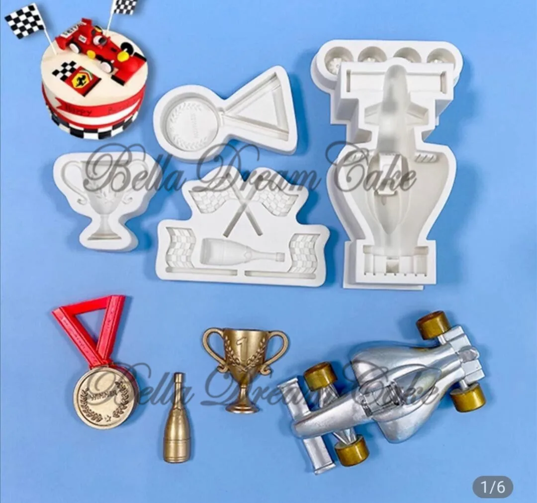 4pcs/set F1 Racing Car Winner Trophy Silicone Mold Fondant Chocolate ...