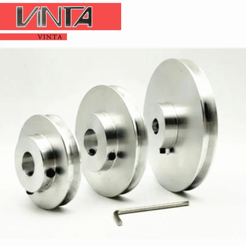 Aluminum alloy round belt pulley single groove V-wheel motor spindle ...