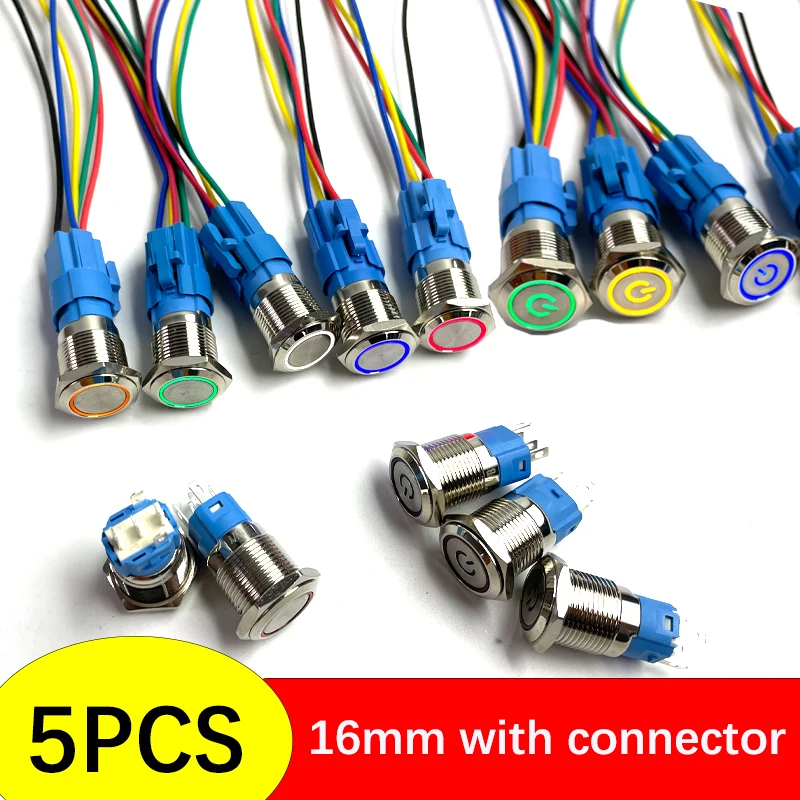 16mm Metal Push Button Switch Ring Lamp Power Symbol Buttons Waterproof ...