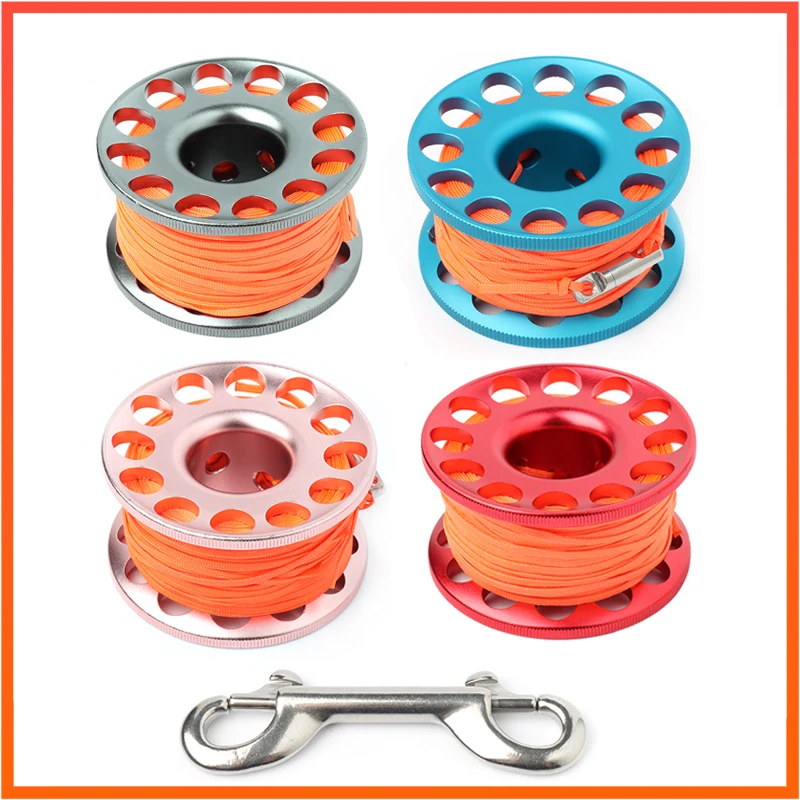 Scuba Diving Aluminum Alloy Spool 15/30m with Stainless Steel Bolt Snap ...