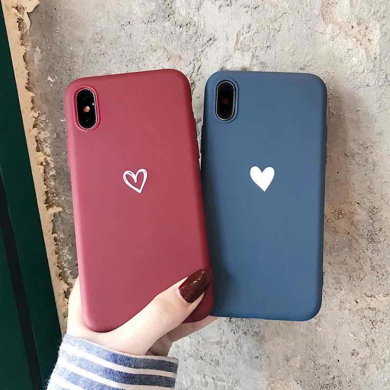 Luxury Wine Red Love Heart Phone Case For iPhone X XS Max XR Cute ...