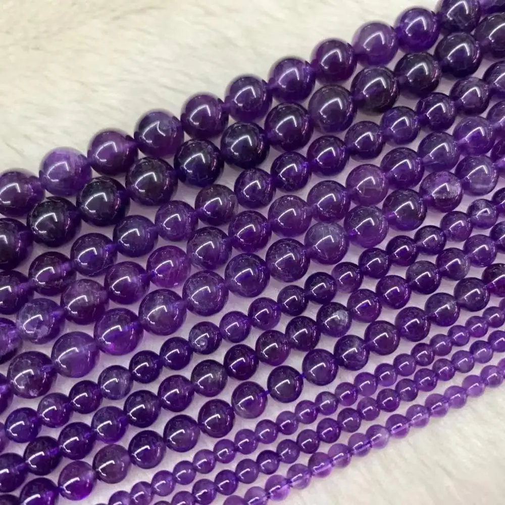 AA grade amethyst stone beads natural gemstone beads DIY loose beads ...