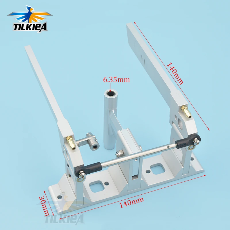High Quality CNC Aluminum Dual Rudder with Strut 140mm For 1/4' (6.35mm ...