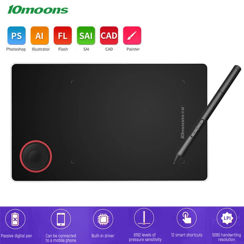 10Moons-G50V-Digital-Drawing-Graphics-Tablet-Electronic-Notebook-smart ...