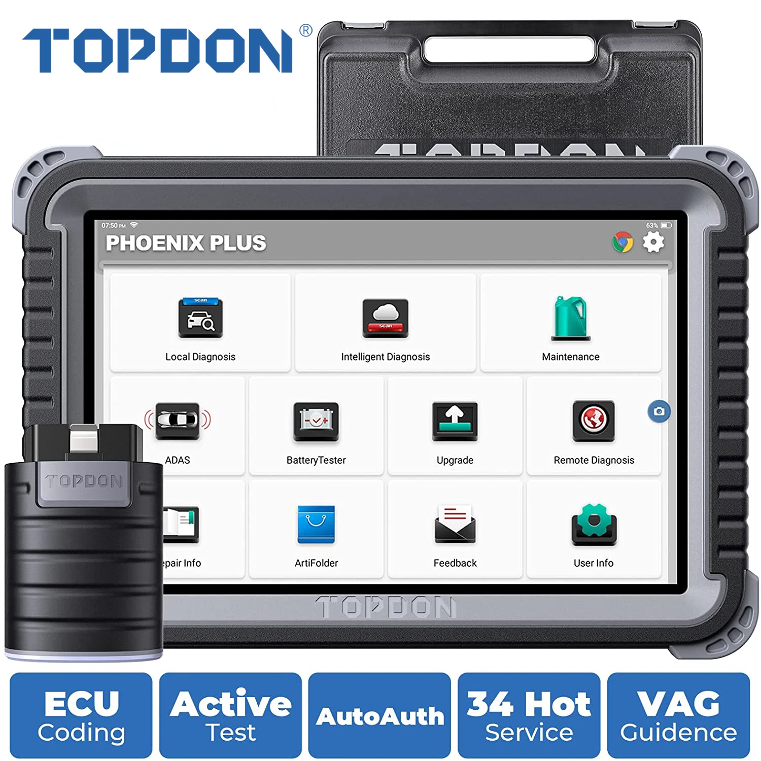 Topdon Phoenix Plus Car Diagnostic Tools Obd2 Scanner Automotive ...