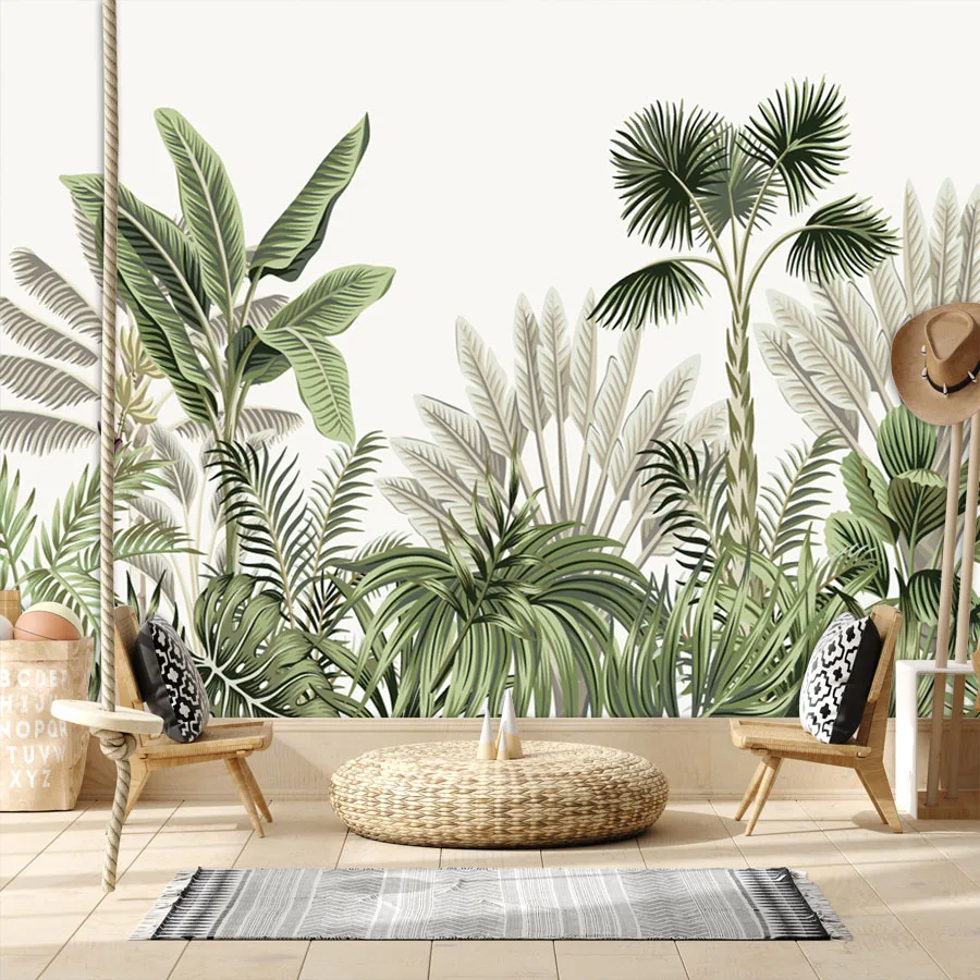 Green Tropical Trees Wall Mural Living Room Mural Bedroom Wallpaper ...