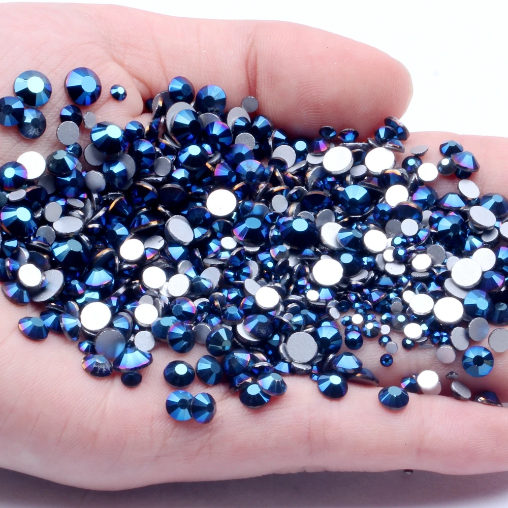 크리스탈 Rhinestones 블루 HEMATITE 새로운 색상 손톱 아트 장식 SS3 SS30 Strass 돌에 ...