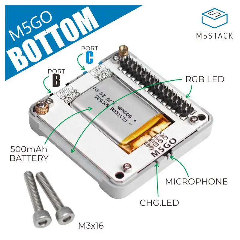 M5stack Battery Bottom Esp32 Kit Magnetic Usb-c M5go/fire Battery ...