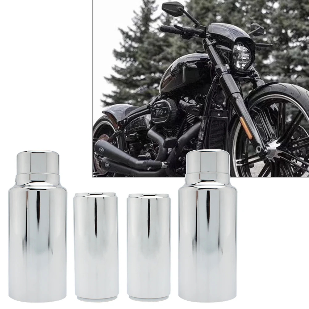 Motorcycle-Front-Fork-Caps-Cover-Chrome-Aluminum-For-Harley-Davidson ...