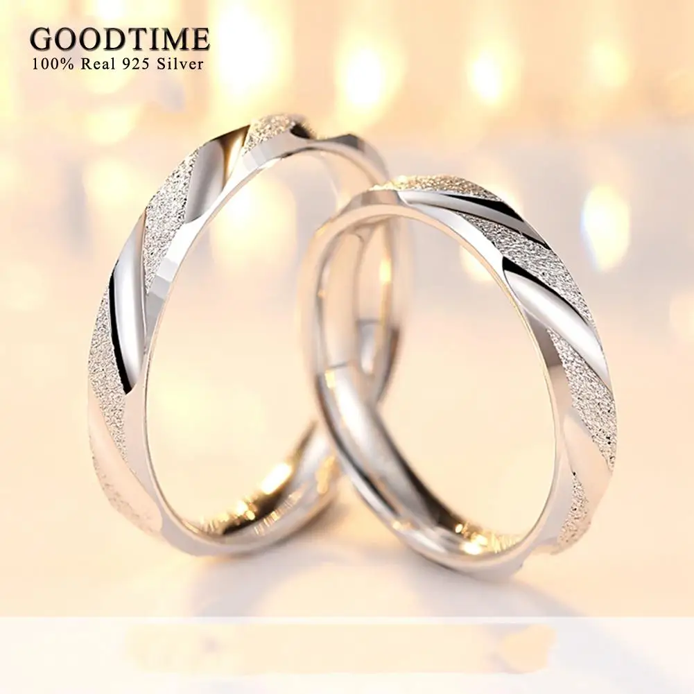 Fashion Couple Wedding Rings Pure 100% 925 Sterling Silver Jewelry ...