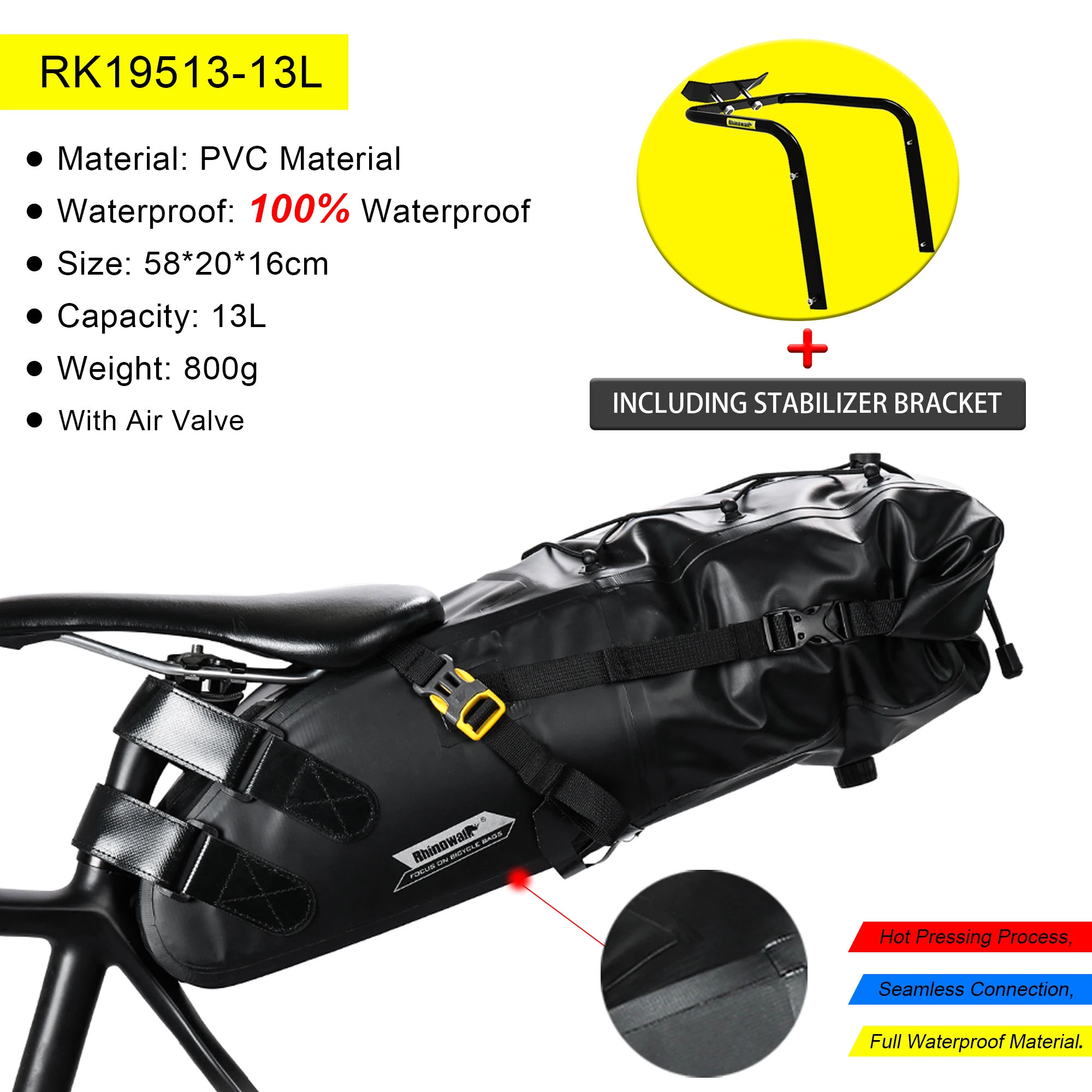 Rhinowalk SK300 Bike Pannier BagTail Seat Saddle Bag Bracket Rack 5L ...