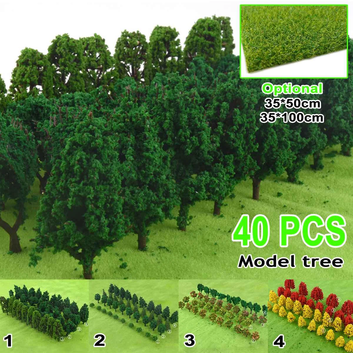 40pcs DIY Handmade Plastic Miniature Model Trees For Building Garden ...