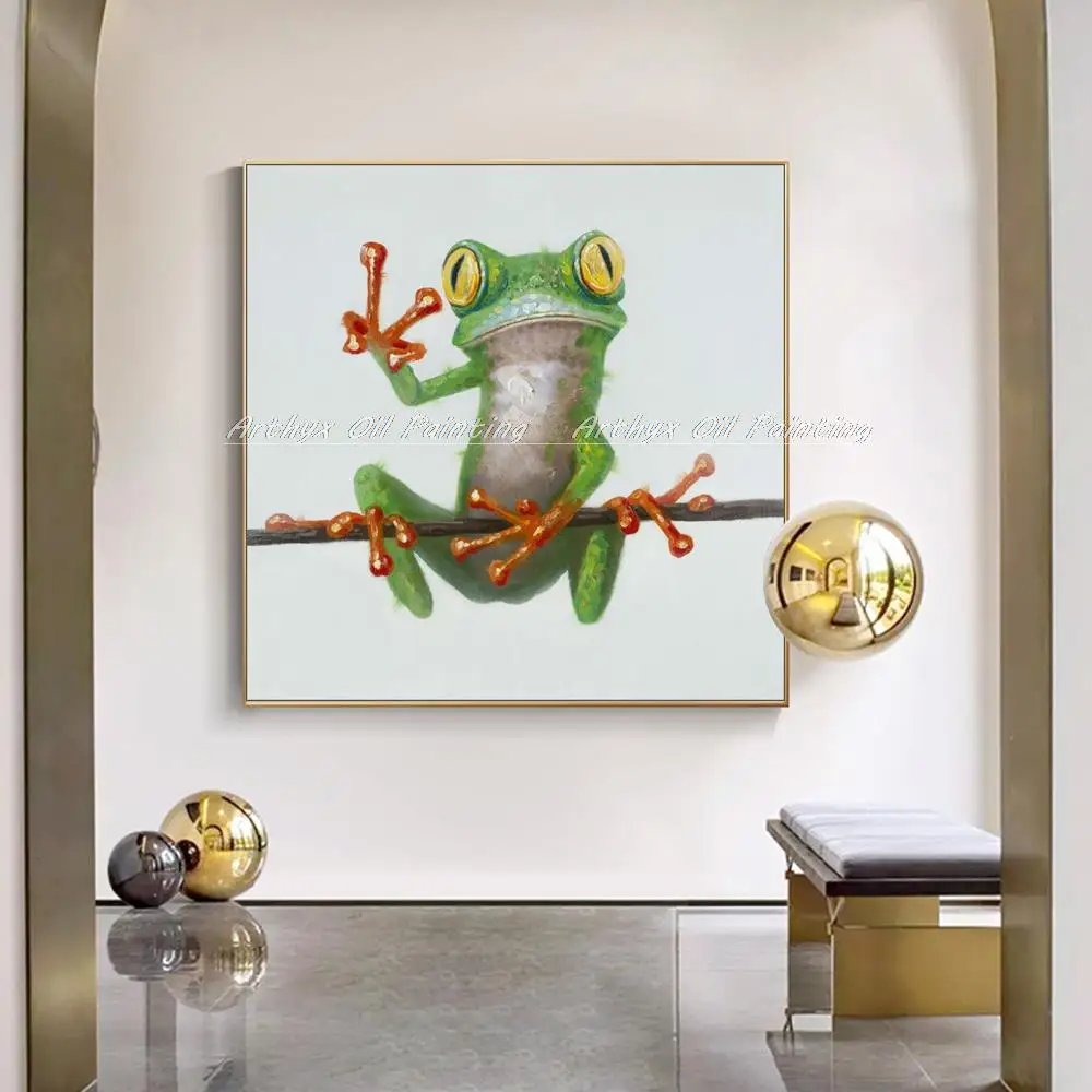 Arthyx Wall Paintings Hand Painted Frog Animal Oil Painting Modern ...