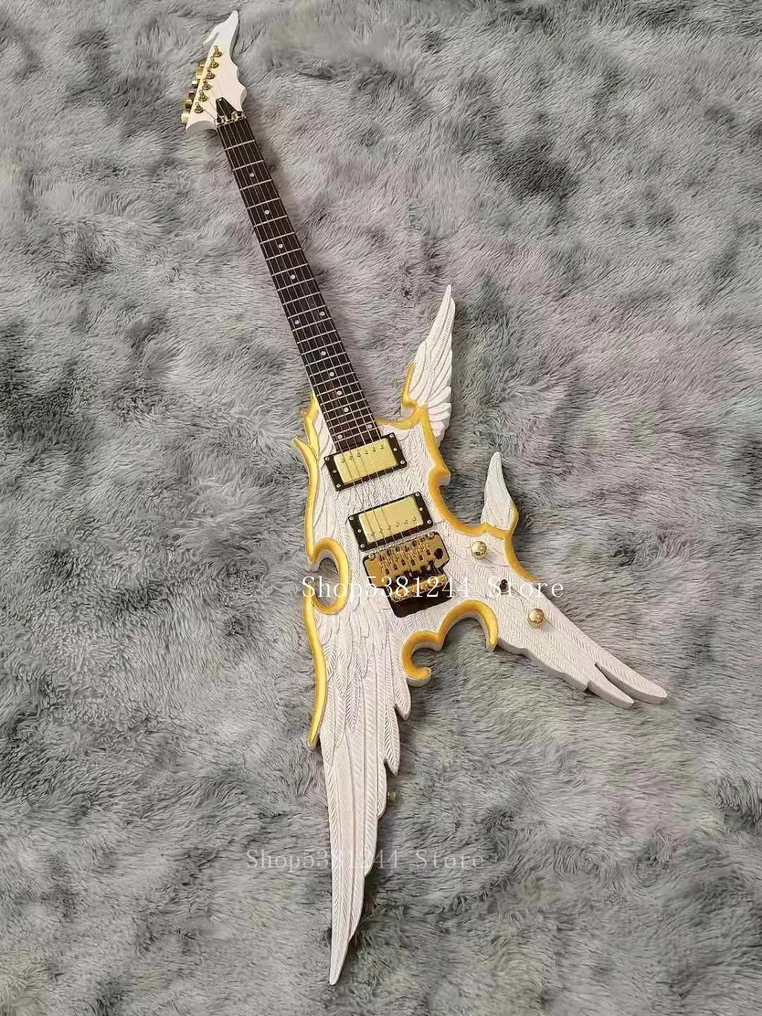 Electric-guitar-6-strings-carved-Angel-guitar-matte-white-free-shipping.jpg