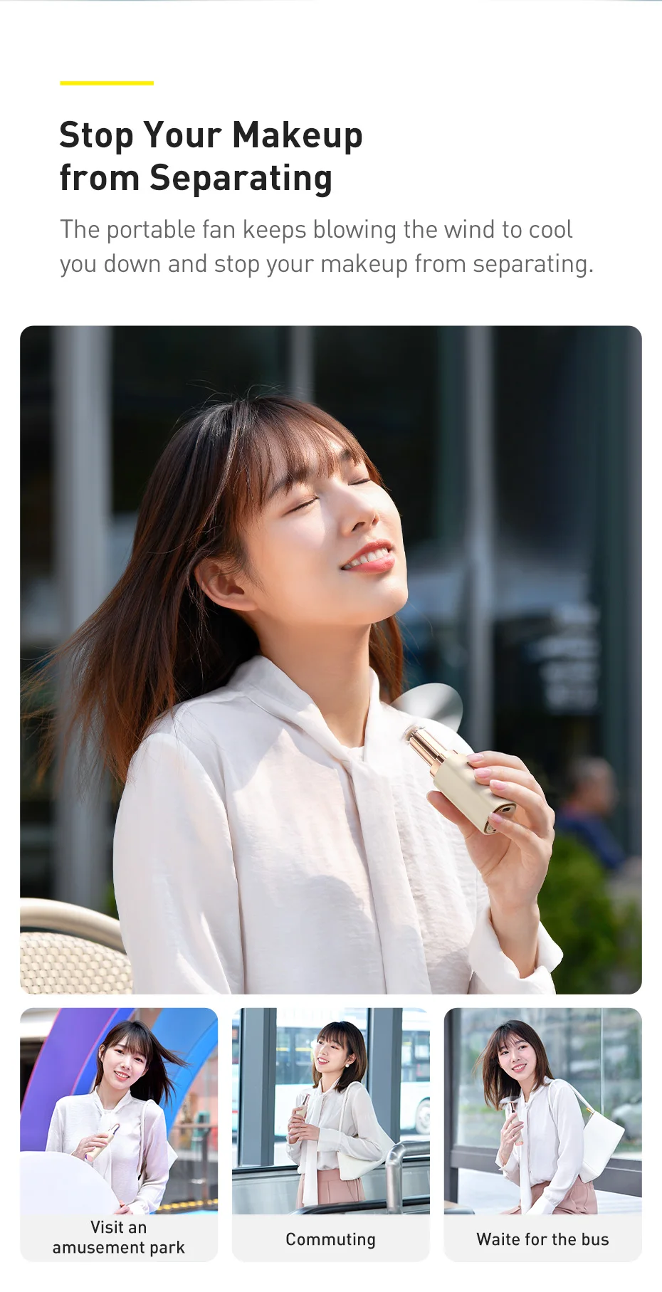 Baseus Portable Handheld Fan Square Tube Mini Fan Rechargeable Summer ...