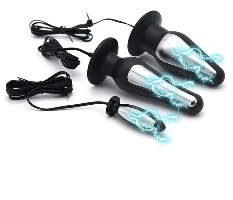Plug anal de 3 pcs - Cage de chasteté à électrochoc pour homme, jouet sexuel, civière, anneau de ...