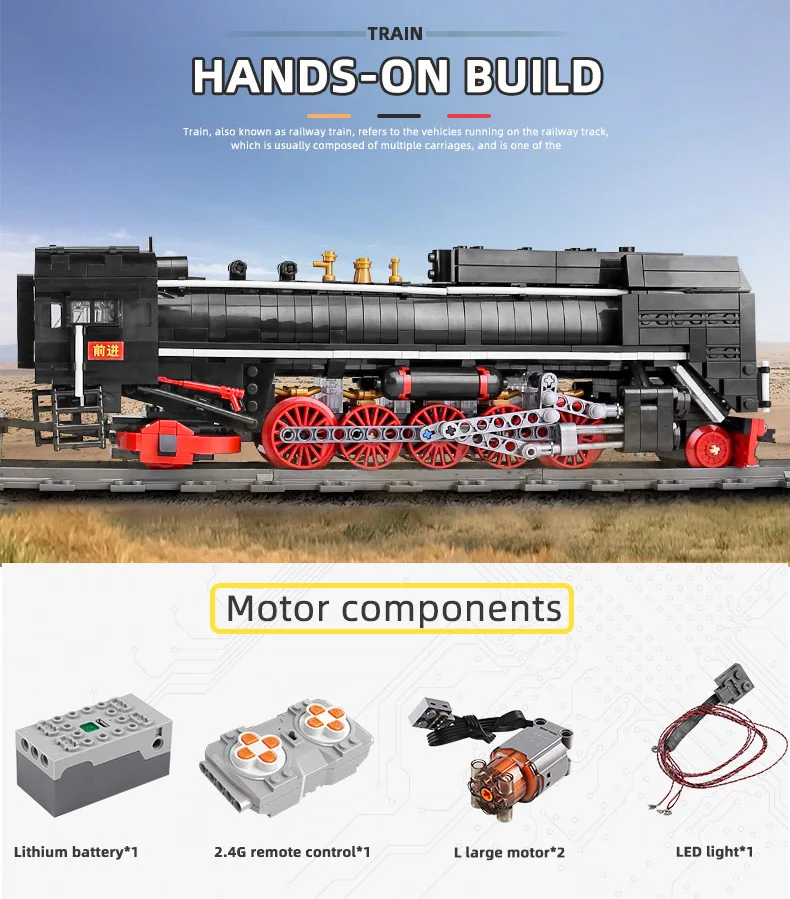 MOULD KING 12003 Motorized High-Tech Train Toys The QJ Steam ...