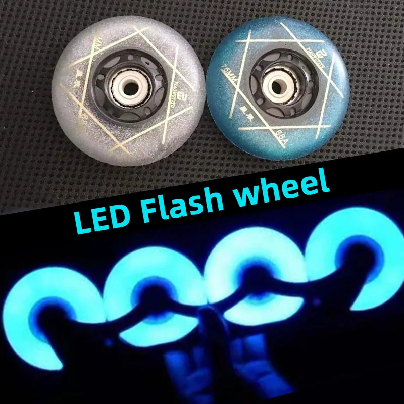 72mm-76mm-80mm-LED-Super-Bright-88A-Roller-Wheels-Flash-Inline-Skates ...