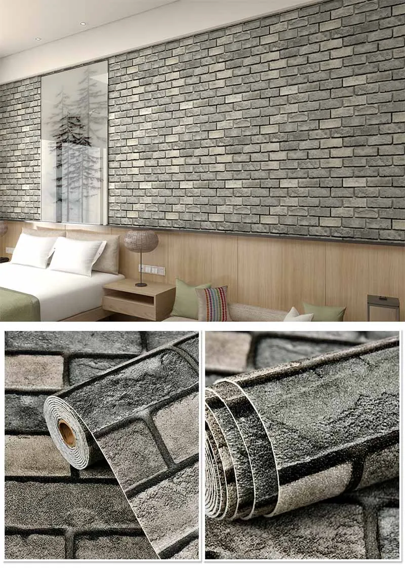 Papier peint,Autocollants muraux en brique de vinyle 3D,autocollants ...