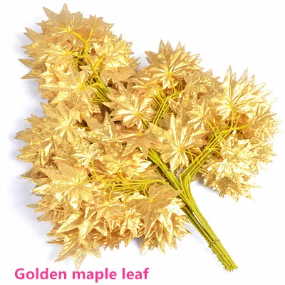 12-Pcs-Of-Artificial-Golden-Maple-Leaf-Bunch-Wedding-Flowers-Silver ...