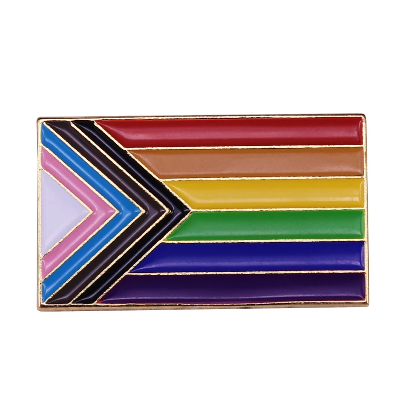 Progress Pride Flag Enamel Pin Badge Rainbow Inclusive Gay Lgbt ...