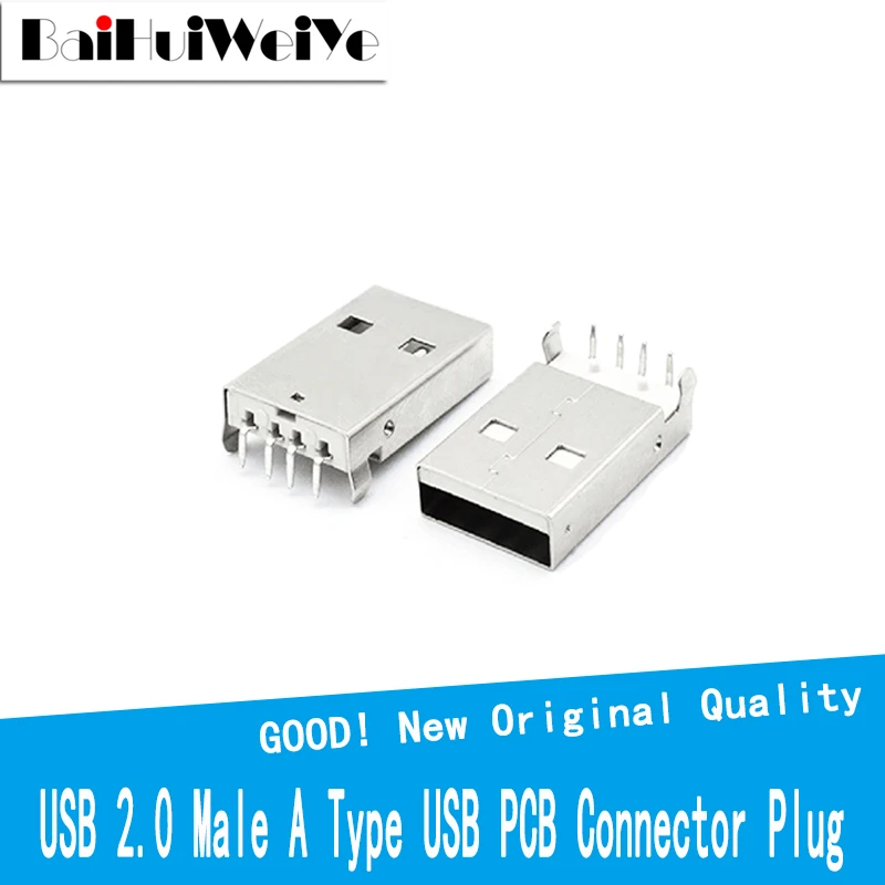 10PCS/Lot USB 2.0 Male A Type USB PCB Connector Plug 90 Degree SMT Male ...
