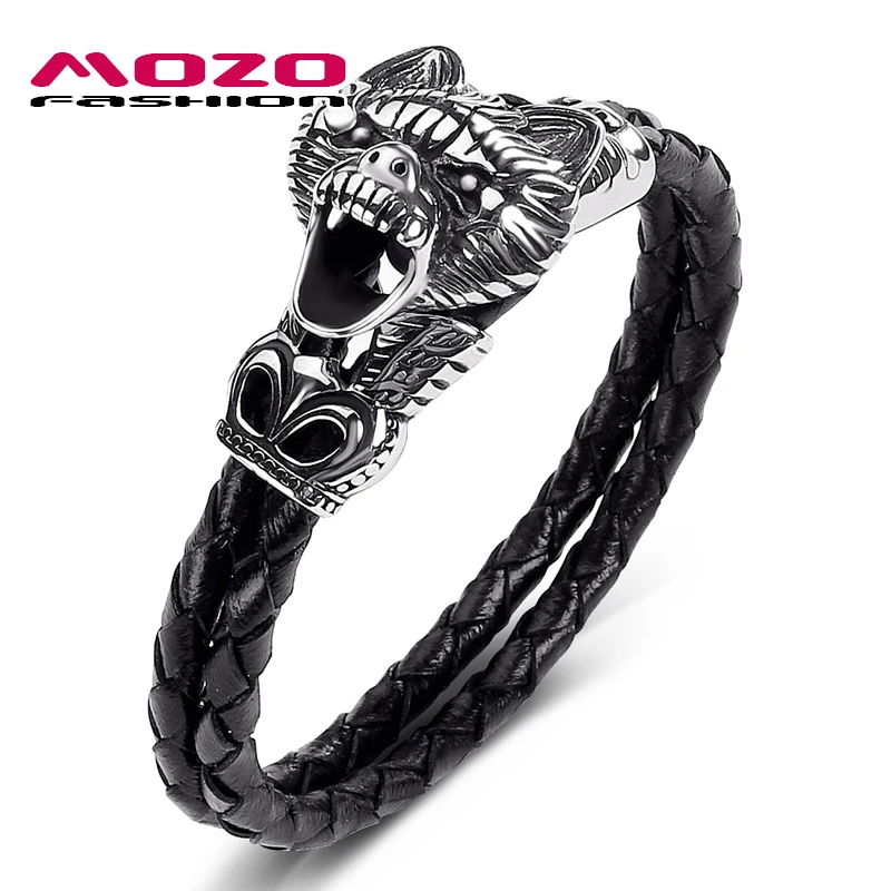 Moda bangle masculino jóias de aço inoxidável punk gritando lobo ...