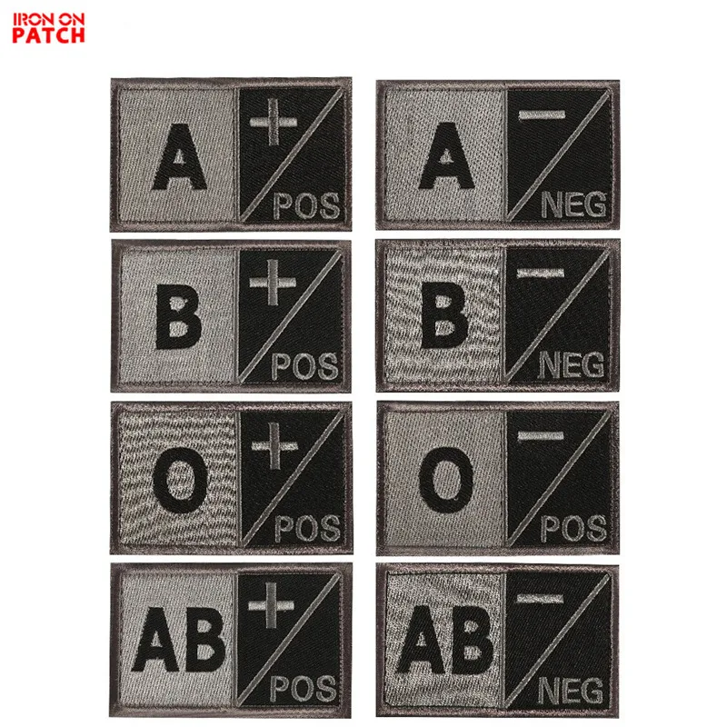 Military Emblem Badge Recognition 3D Embroidery Tactical Patch Design Blood Type A + B + AB + O ...