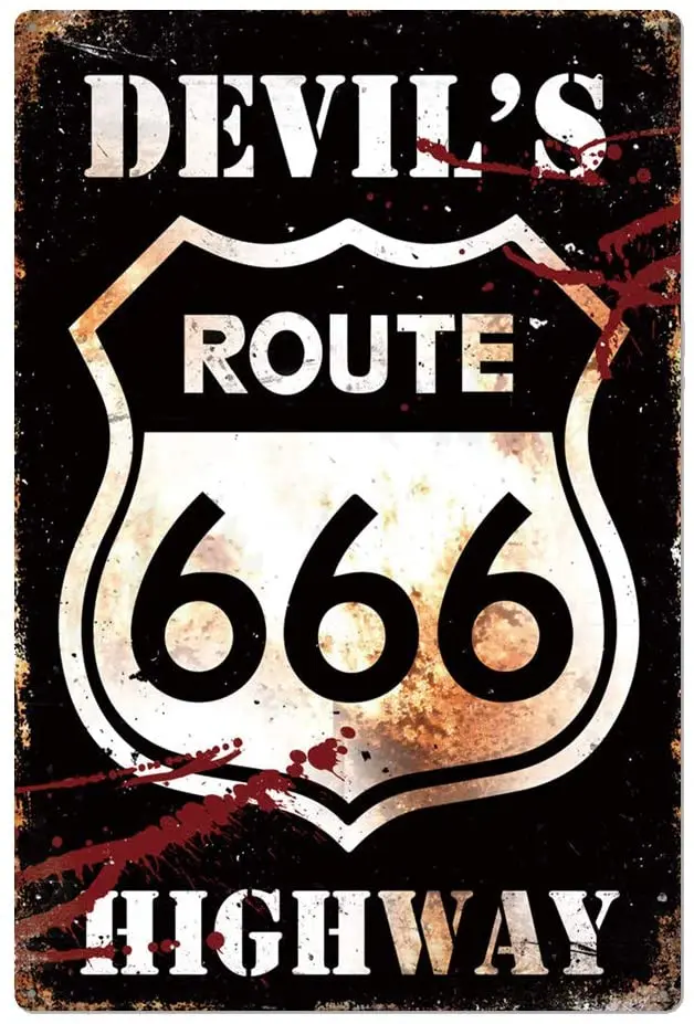 Original Retro Design Route 666 Tin Metal Signs Wall Art | Devil s High ...