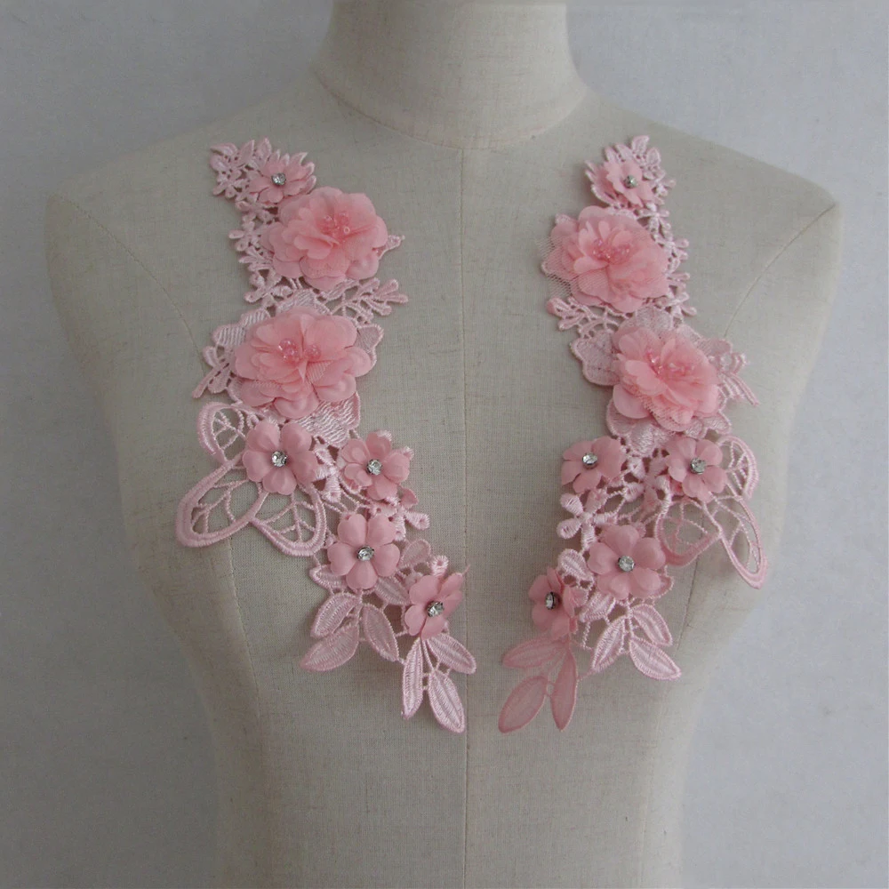 3D-Three-dimensional-Flower-Decoration-Applique-Rhinestone-DIY-Lace ...