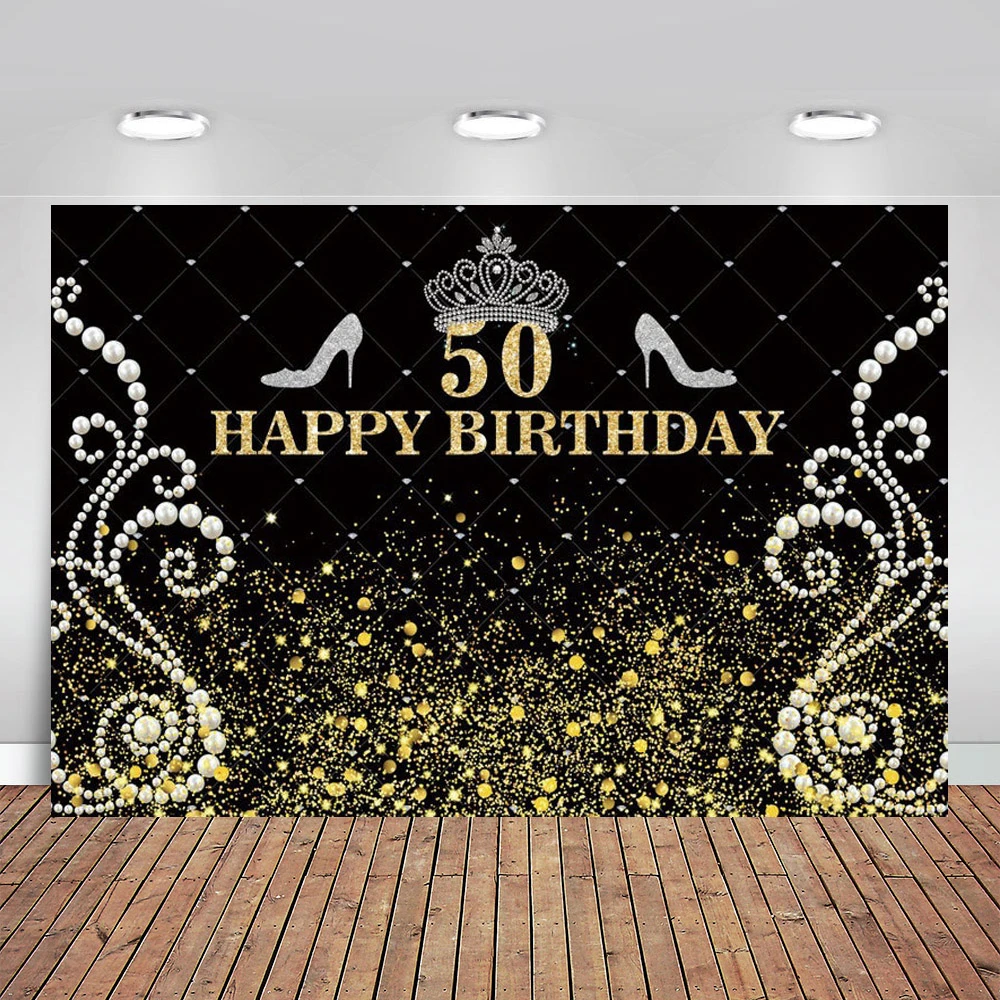 Happy 50th Birthday Backdrop Elegant Lady Photography Backdrops ...
