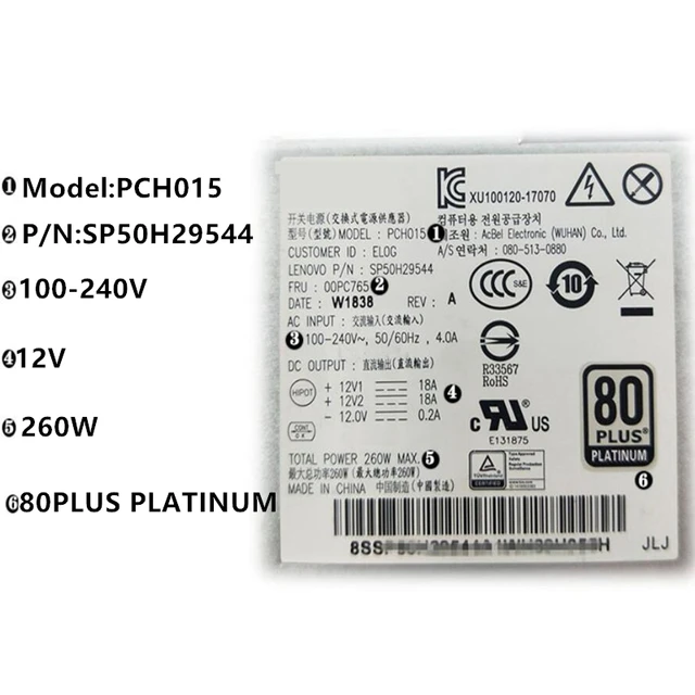 Original PSU For Lenovo TFX M310 410 610 710 H3060 5060 510s 10Pin 260W ...