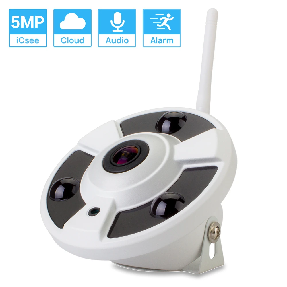 5MP Wifi Camera 1.7MM Fisheye Lens Panoramic Wireless IP Camera ...