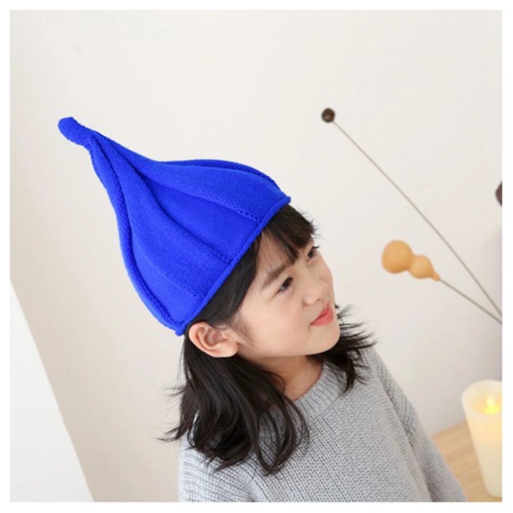 Flower Nipple Pointed Hats Autumn Winter Warm Knitted Candy Color ...