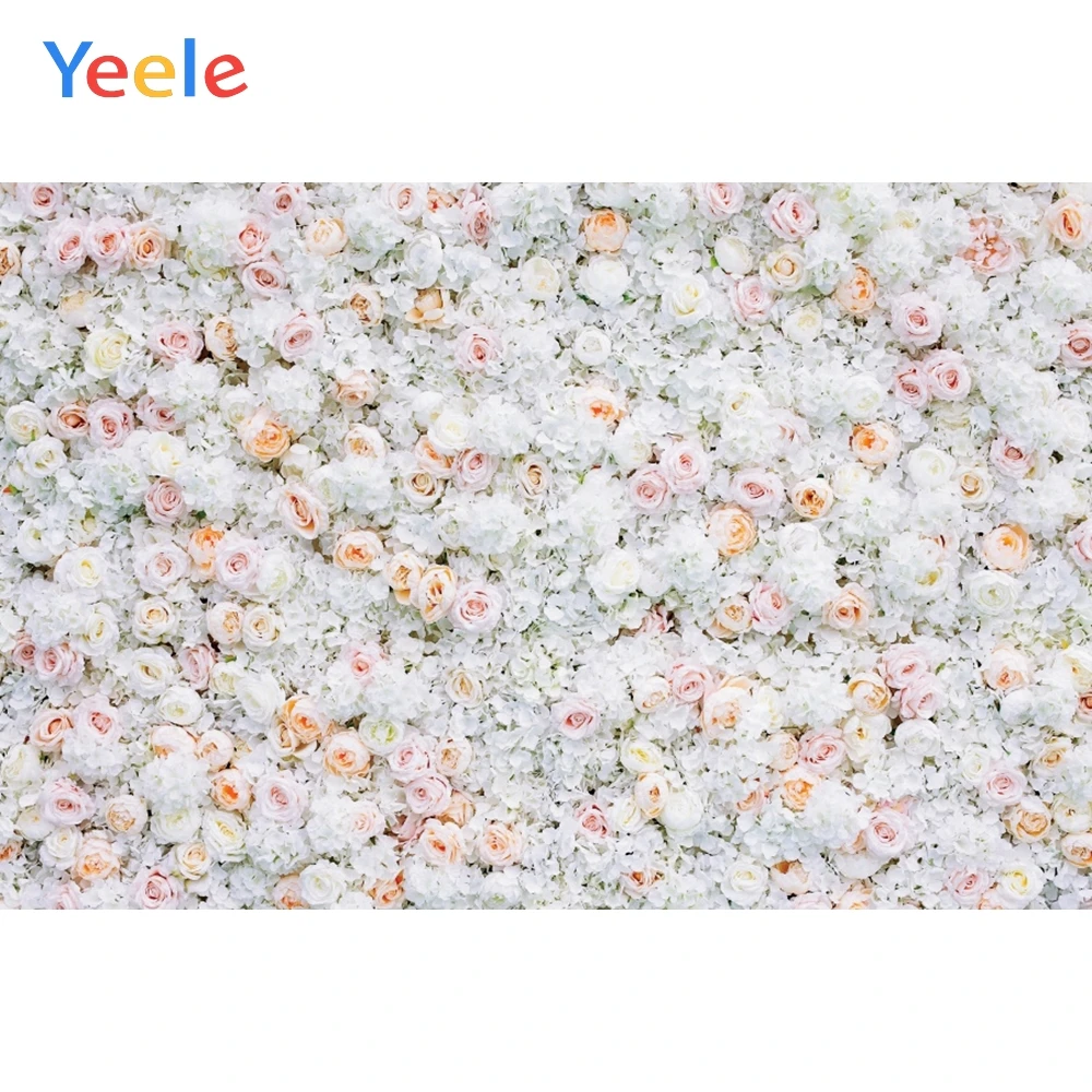 Yeele Wedding Decor Photophone White Flowers Wall Party Photography ...