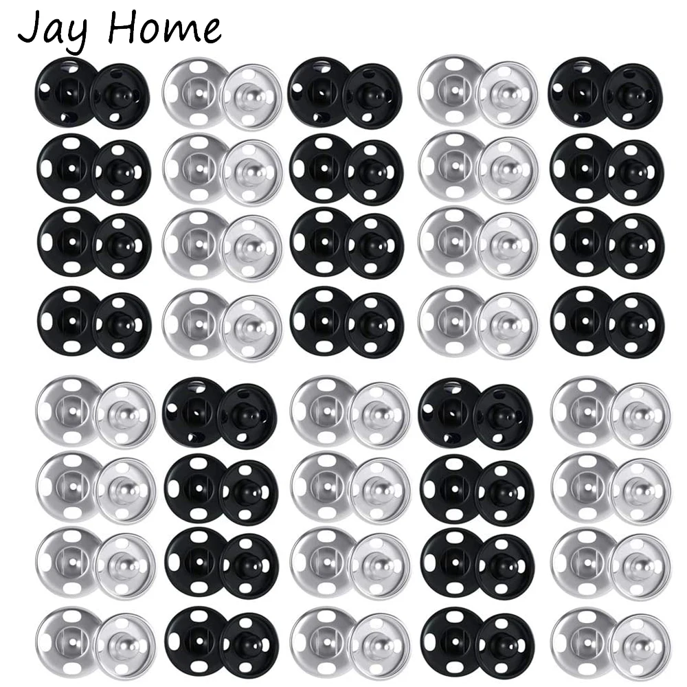100/50pcs Press Buttons Sew On Snap Buttons Metal Snap Fastener Buttons ...