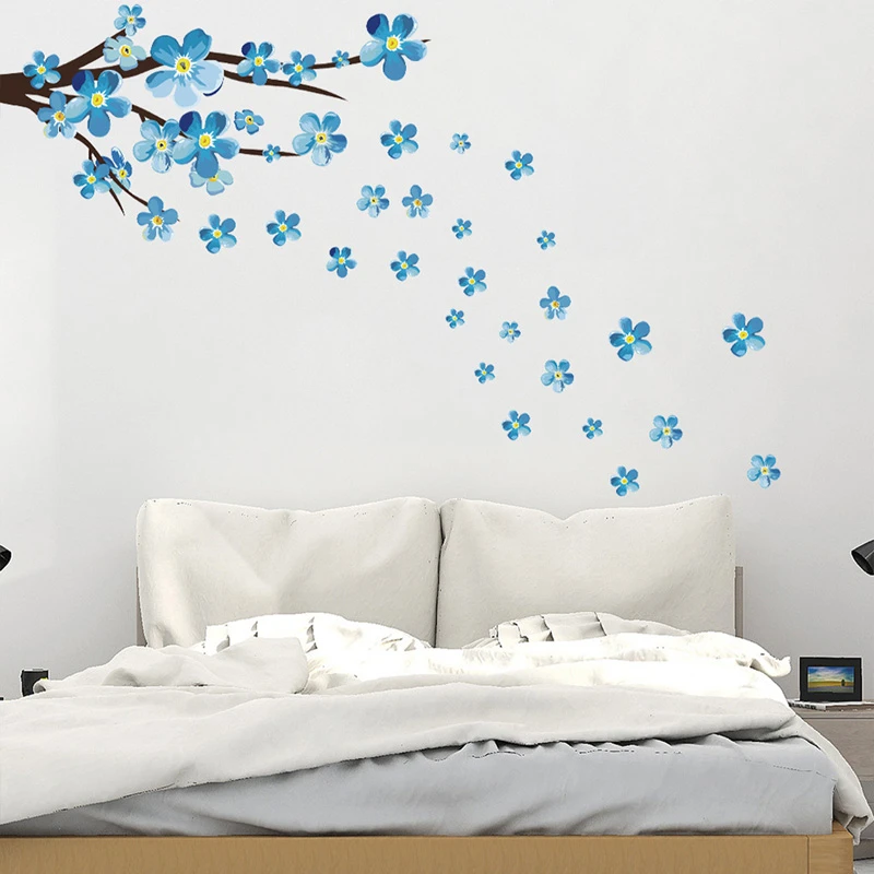 New style Blue plum Wall Sticker Art Decals Living room sofa bedroom ...