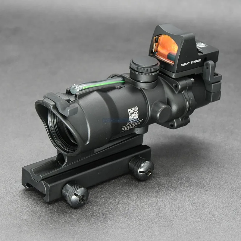 Tactical ACOG Style 4x32 Prism Green Optical Fiber Rifel Scope & Rmr ...
