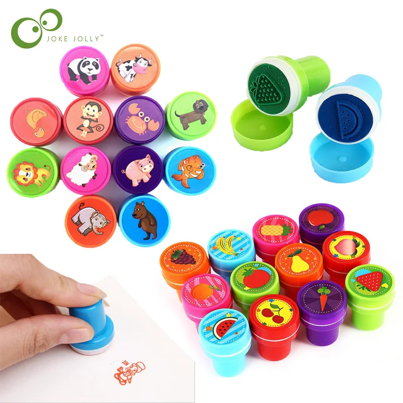 16pcs-lot-Children-Toy-Stamps-Cartoon-Animals-Fruits-Kids-Seal-For ...