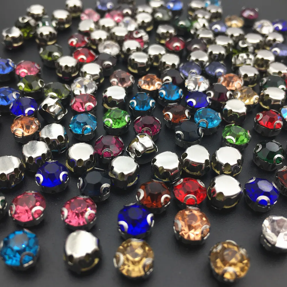 All-Colors-round-shape-3D-claw-rhinestone-strass-Glass-Crystal-sew-on ...