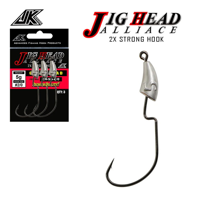 JK CH Barbed Jig Head Fishhooks 3.5g 5g 7g High Carbon Steel Chemically ...