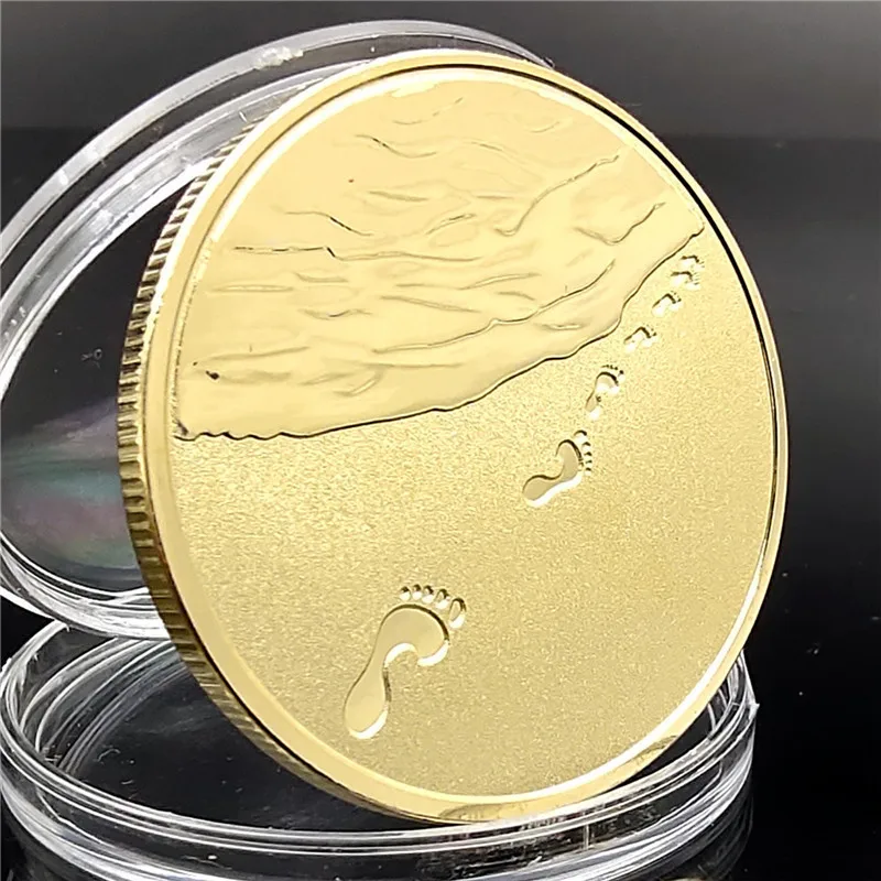 Golden Coin Beach Sand Footprints Romantic Coin - shop-syzo