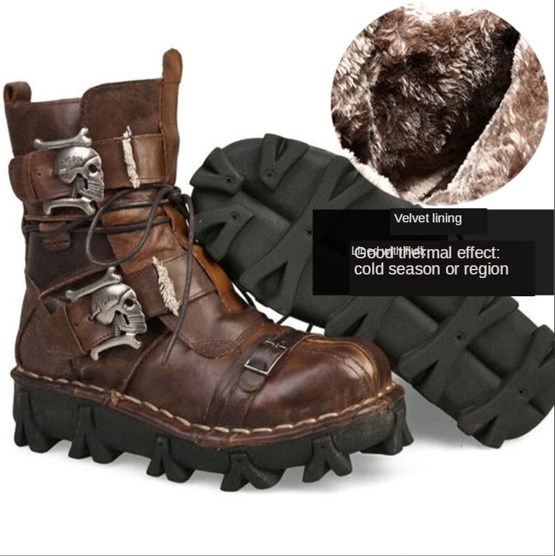 Botas de trabajo de cuero genuino para hombre, botas de combate ...