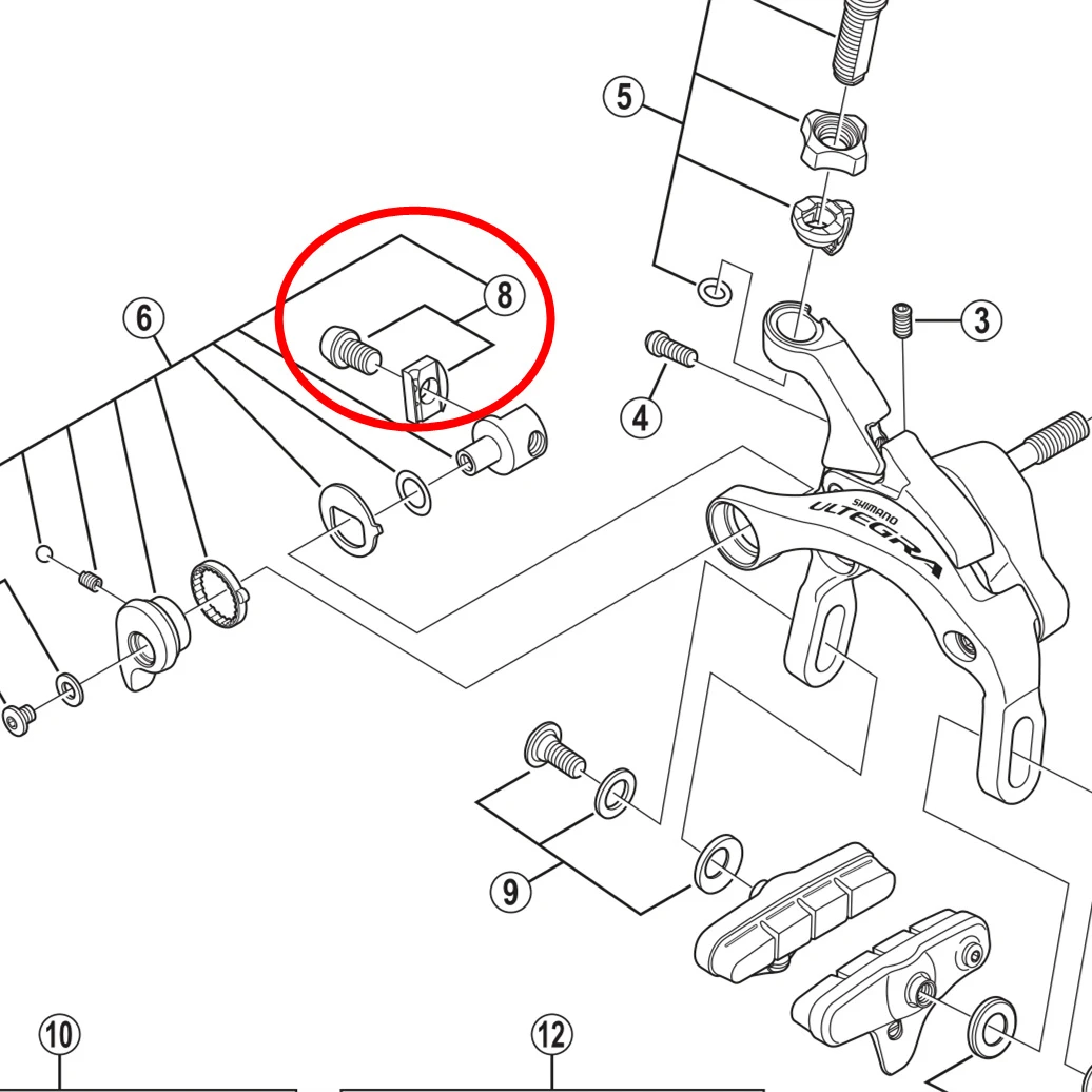 Shimano Road Bike Caliper Brake Cable Fixing Bolt & Plate Y8la98020 ...