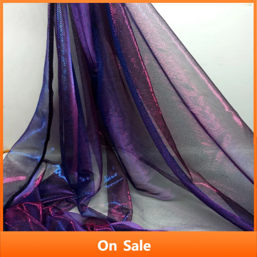Evening Dress Fabric Metallic Flashing Mesh Rridescence Gauze Magic ...